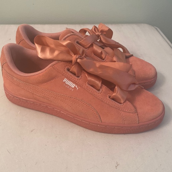 Puma | Shoes | Puma Suede Coral Shoes With Bows | Poshmark